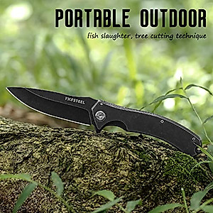 FXFSTEEL Folding Knives AUS-8 Blade with Stainless Steel Handle Multi tool Tactical Knife for Outdoor, Survival, Hunting and Camping EDC Pocket Folding Knife with Clip