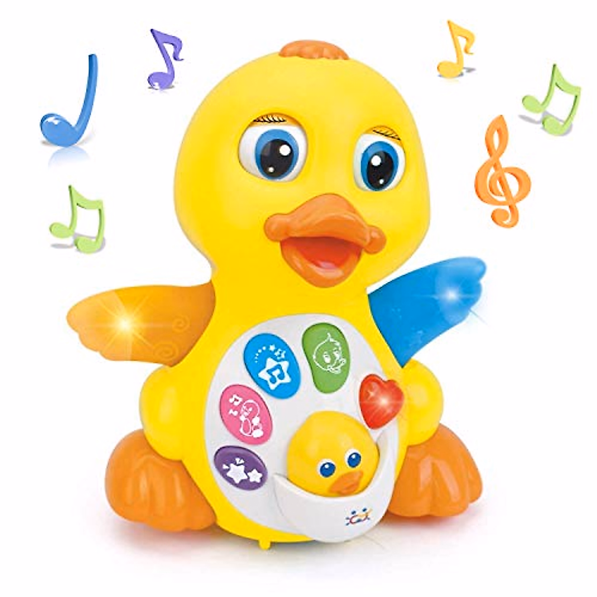 Woby Musical Duck Toy, Baby Preschool Educational Learning Toy with Music and Lights,Infant Light Up Dancing for 1 Year Old Toddler