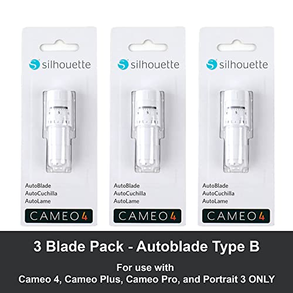 Silhouette AutoBlade - Pack of 3 Blades for Use with Cameo 4 with 50 Designs