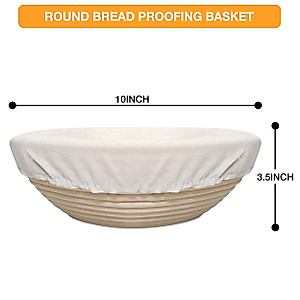 Lithos Bread Proofing Basket - 10 Inch Round Banneton Baskets Kit - Splinter-Free, Non-Stick Surface, Cloth Liners Accessories - Bake Bread Gifts for Home Bakers