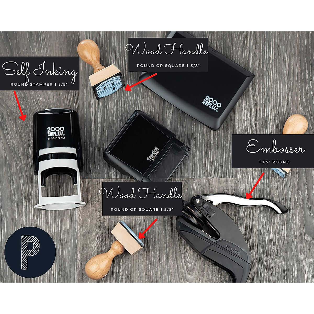 from The Library of | Ex Libris | Floral Book Stamp | Personalized Book Embosser | Custom Library Stamp | Monogram Self-Inking Wood Handle Stamper (Floral 3)