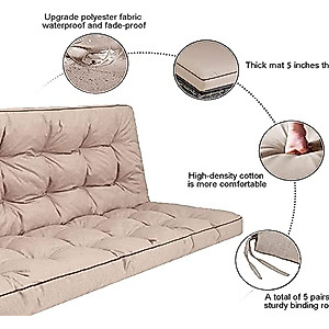 Rlosqvee Porch Swing Cushions, Waterproof Bench Cushion 2-3 Seater Patio Swing Cushions Replacement for Outdoor Furniture (Khaki 55"x40")