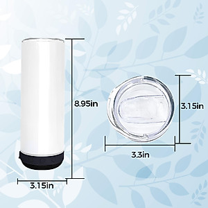 Lilsofee 6 Pack 20 OZ Sublimation Blank Tumblers Bulk Stainless Steels Double Vacuum Bluetooth Speaker Music Insulated Tumbler with Lid and Straw Heat Transfer Cup Black