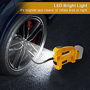 AMICROSS Cordless Tire Inflator Compatible with DEWALT 20V Max Battery,Portable Air Compressor with Digital Pressure Gauge,Auto Air Pump for Ball,Bike,Car,Motorcycle (Battery Not Included)