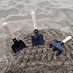 POMIKU Kids Garden Tools Set, Shovel, Rake for Leaves, Spade, Hoe, 7 Pieces Yard Tools for Toddlers Gifts, Steel Heads & Real Wood Handle