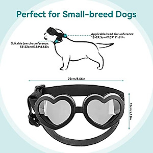 Cobee Puppy Sunglasses, Cute Dog Goggles Adjustable Strap Pet Glasses Small Dog Sunglasses Pet Dog Heart Shaped Anti-Fog Sunglasses Waterproof Windproof UV Protective Glasses for Dogs and Cats