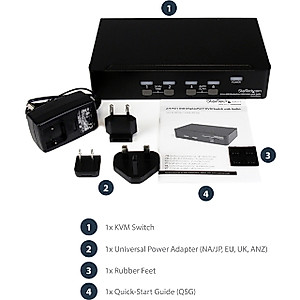 StarTech.com 4 Port DisplayPort KVM Switch w/ Audio - USB, Keyboard, Video, Mouse, Computer Switch Box for 2560x1600 DP Monitor , TAA (SV431DPUA)