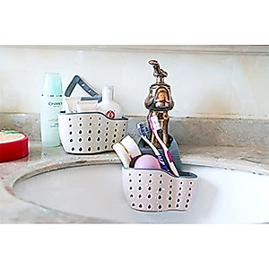 Kinteshun Kitchen Sink Caddy Sponge Holder Hang Basket for Scrubber Dish Brush Kitchen Accessories Organizer(Light Blue)