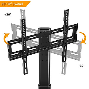 5Rcom Floor TV Stand with Mount, Height Adjustable TV Floor Stand with Swivel Mount for 27-70 inch Flat or Curved Screens TVs, Sturdy Tempered Glass Base with 3 Large Shelves for Bedroom, Black