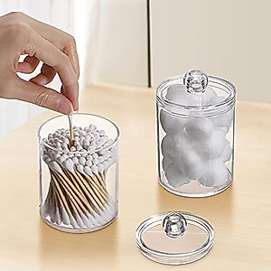 Plastic Clear Bathroom Accessories Set Complete 4 Pcs - Soap Dispenser, 2 Qtip Holder Jars and Toothbrush Holder, Counter Decor