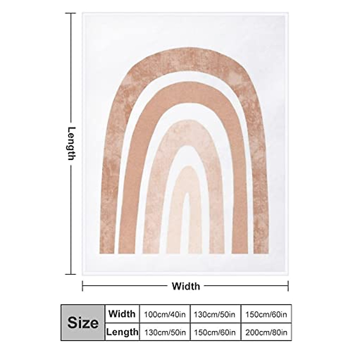 Neutral Boho Rainbow Flannel Fleece Throw Blankets 50"X40" Lightweight Fluffy Winter Fall Blanket Cozy Soft Fuzzy Plush Home Decor for Couch Bed Sofa Bedroom Living Room Travel