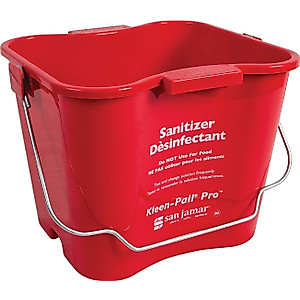 San Jamar Kleen-Pail Pro Sanitizer Pail Cleaning Bucket with Bail Handle for Cleaning, Kitchens, Restaurants, And Janitorial Use, Plastic, 6 Quarts, Red, (Pack of 12)