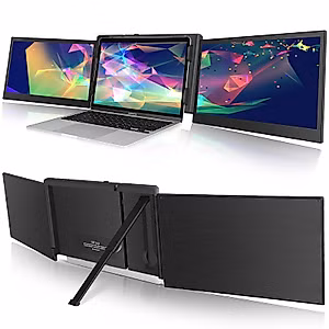 OFIYAA P2 Pro Portable Triple Monitor for Laptop, 13.3 ” Laptop Monitor Screen External Dual Screen Extender with One Cable Connect for 13”-16.5” Mac Windows Chrome Laptop/MacBook PC/PS5/Switch