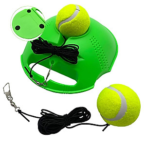 TaktZeit Tennis Trainer Rebound Baseboard Self Tennis Training Equipment Tennis Practice Rebounder with 2 String Tennis Balls (Flash Green)