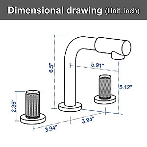 SHAMANDA 8 Inch Widespread Faucet with 360 Degree Swivel Nozzle and Spout, Modern 2 Unique Knob Handles Bathroom Sink Faucet 3 Hole Matte Black, Valve and cUPC Water Supply Hoses Included, LB801-7