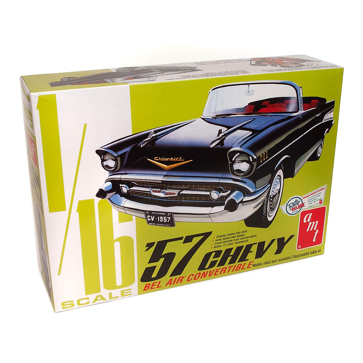 AMT Round 2 Unknown 1957 Chevy Bel Air Convertible 1:16 Scale Model Kit (AMT1159) White