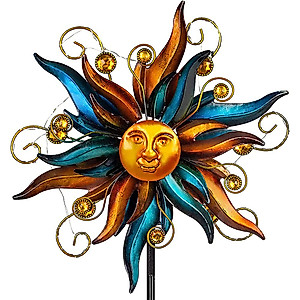 VEWOGARDEN Garden Solar Wind Spinner, Sun Outdoor Metal Wind Sculpture Yard Art Decor for Patio, Lawn & Garden
