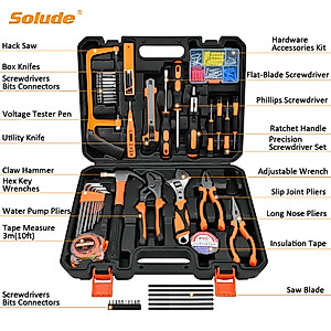 SOLUDE Tool Set,148-Piece Home Repair Tool Kit for Men Women College Students,Household Basic Hand Tool Sets with Case for Home Maintenance & DIY Projects