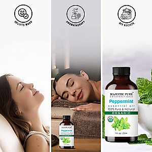 Majestic Pure Eucalyptus USDA Organic Essential Oil | 100% Organic and Premium Quality Oils | Aromatherapy, Skincare, Hair Care, & Household Use | 1 fl. Oz