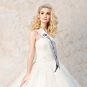 Vovii Birthday Girl Sash and Tiara Set Birthday Gifts for Women Birthday Rhinestone Silver Crown and Girls for Prom Cosplay Photography Halloween Birthday Party