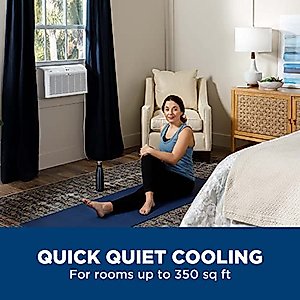 GE Window Air Conditioner 8000 BTU, Wi-Fi Enabled, Black, Energy-Efficient Cooling for Medium Rooms, 8K BTU Window AC Unit with Easy Install Kit, Control Using Remote or Smartphone App,White