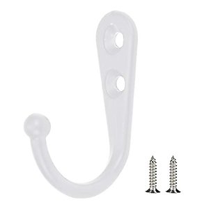 Sydien 20pcs White Wall Mounted Coat Hanger Hooks Single Prong Robe Hook with Screws for Hanging Coats, Towels, Keys, Caps, Scarfs & Bags