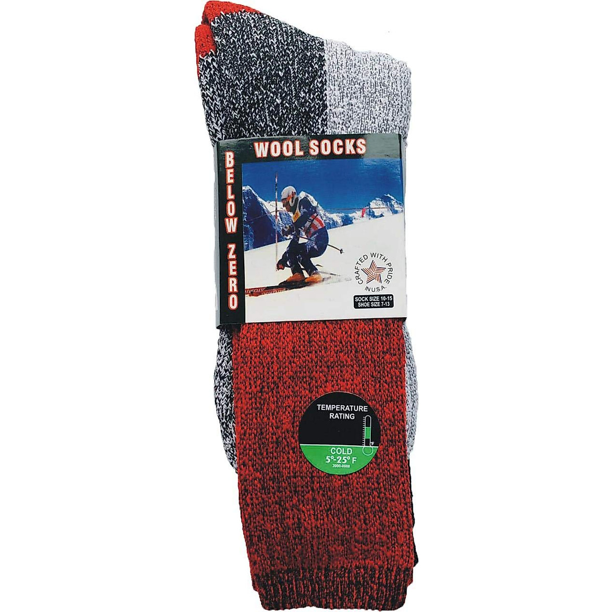 Diamond Star Merino Wool Socks 6 Pairs Thermal Socks Insulated for Cold Weather Winter Socks For Men & Women 10-13 (3 Black,1Red,1Grey,1Royal Blue)