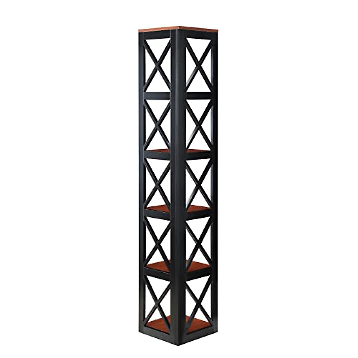 Convenience Concepts Oxford 5 Tier Corner Bookcase, Cherry / Black