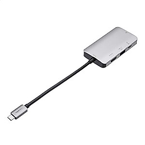 Amazon Basics 4-in-1 USB C Adapter with USB-C to HDMI, Ethernet Port, USB 3.0 and 100W Power Delivery, Gray, 3.35 x 1.77 x 0.51 inches