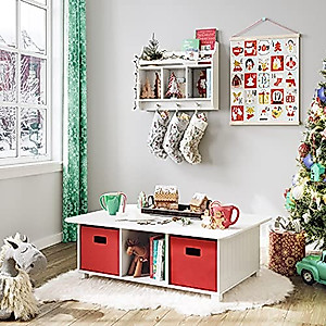 RiverRidge Kids 6 Cubby Storage Activity Table, White