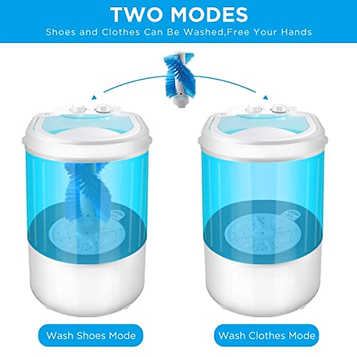 Portable Mini Washing Machine Wash Shoes Wash Clothes and Spin-dry, Semi-Automatic, 10 lbs Capacity,Mini Washer for Apartments Camping Dorms Business Trip College Rooms
