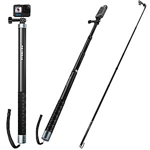 REYGEAK Ultra Long Selfie Stick Pole 3M/118 Inch Carbon Fiber Lightweight Waterproof Extendable Handheld Monopod for GoPro Max Hero 12 11 10 9 8 7 Insta360 X3 GO3 DJI Action 4 3 Camera