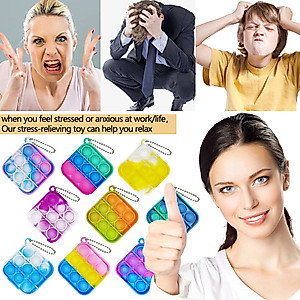 30 Pcs Mini Pop Bubble Fidget Toys, Silicone Keychain Small Pop Bulk for Party Favors, Classroom Prizes, Reliever Hand Toy Goodie Bag Stuffers Halloween Christmas Birthday Gifts for Kids Students