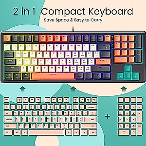 Mechanical Keyboard with Number Pad, Upgraded RGB Wired 85% Compact Keyboard with Gasket Structure, Hot Swappable Red Switch Mechanical Gaming Keyboard /Programmable /93 Keys for Windows Mac PC Laptop