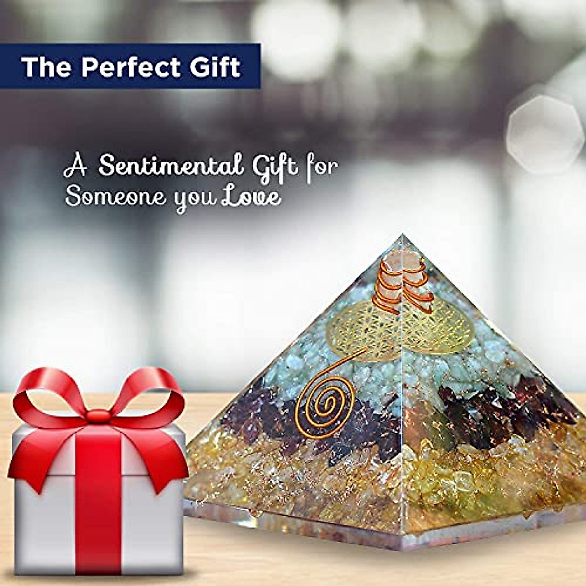 Orgonite Crystal Triple Money Pyramid Energy Generator Promotes Wealth and Prosperity with Green Aventurine, Red Garnet and Citrine – Attract Money and Success with Lucky Orgone Crystals