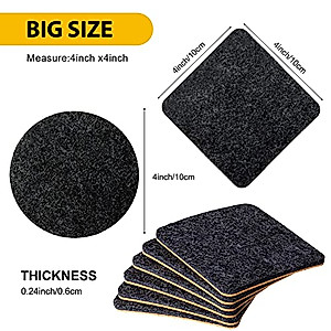 24 Pieces Felt and Cork Coasters for Drinks 4 Inch Two Sided Absorbent Felt Coasters Square and Round Drink Coasters Black for Cup Beer Glass Table Desk Furniture Protection Anti Slip