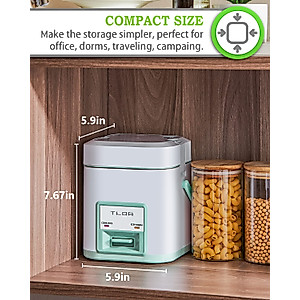 TLOG Mini Rice Cooker 2.5-Cup Uncooked, Healthy Non-stick 1.2L Small Rice Cooker for 1-3 People, Portable Travel Rice Cooker with Steam Tray, Rice Maker for Grains, White Rice, Oatmeal, Veggies