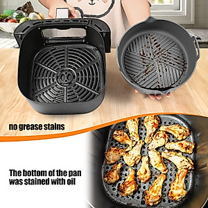 Sunseeke Silicone Pot, 8.5” Air Fryer Basket, Round Reusable Liners, Replacement Parchment Paper for Baking, Fits 5-7Qt or Bigger Air Fryers, Food Safe, Odorless (Gray)