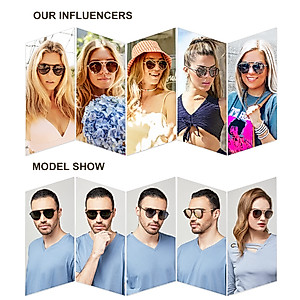 SOJOS Retro Aviator Polarized Sunglasses for Women Men Double Bridge Ladies Shades SJ2078 with Clear Brown Frame/Gradient Brown Lens