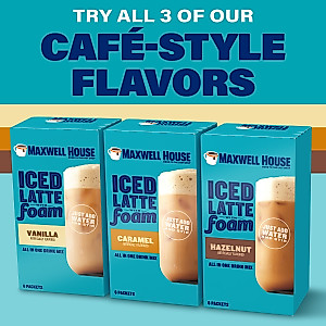 Maxwell House Iced Hazelnut Latte with Foam All in One Drink Mix, 5.82 oz, 6 Packets