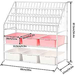 Large Kids Bookshelf With 6 Storage Box,5 Tier Metal Kids Bookcases Children's Toy Storage Rack, 6 Storage Drawer for Books Toys storage, Book Unit Storage Shelf for Playroom, Bedroom, Study Room.