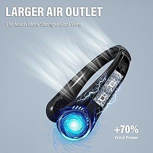 Portable Neck Fan Rechargeable, Personal Neck Cooling Fan, Hands Free Bladeless Fan, Ultra Quiet, 3 Speeds Adjustable Strong Wind, 4000 mAh Battery Operated, Gifts for Men Women Mom Dad(Black)