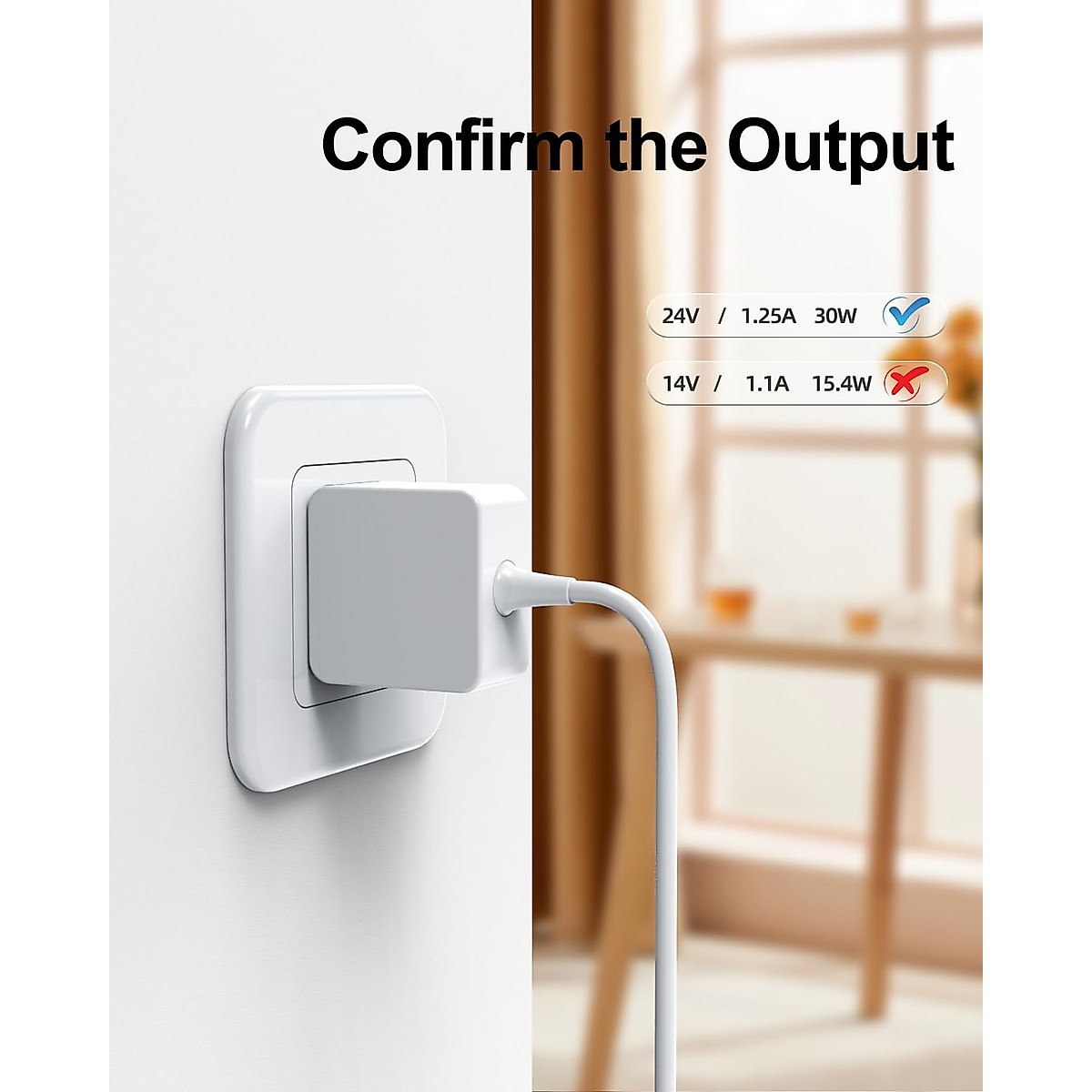 24V Power Cord Fit for Google Nest Hub Max Smart Speaker AC Charger Supply Adapter