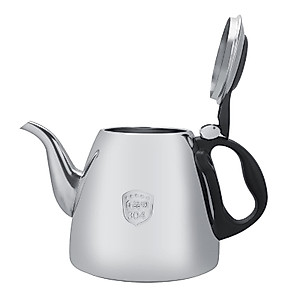 Joyzan Stainless Steel Tea Pot, Portable Coffee Pot Induction Stovetop with Heat Resistant Handle Espresso Maker Moka Kettle for Home Camping Travel (1.5L)