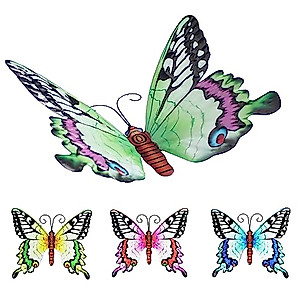 IGEEKWELL Metal Butterfly Wall Art Decor - 14.2 in 3D Butterflies Hanging Art Decorations, Outdoor Metal Wall Art for Garden, Yard Balcony Living Room Bedroom, Gift for Mom Grandma Housewarming