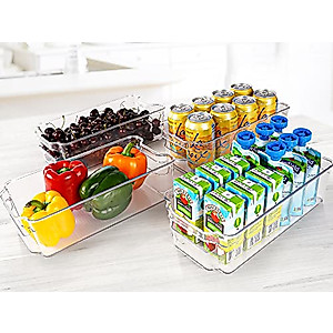 Zulay 4 Pack Clear Refrigerator Organizer Bins - Medium Fridge Organizers and Storage Clear - Ideal Freezer Organizer Bins, Refrigerator Storage Containers, Kitchen Cabinets, Pantry Organization