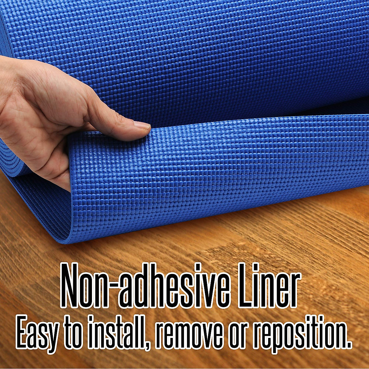 Reizen Tech Max-Tough Tool Box Liner-18 inches x 24 feet x 3mm - Stay-Put Surface Defends Against Wear and Tear - Keeps Tools Protected and Organized - Garage Shelves, Tool Chest, and Cabinets - Blue