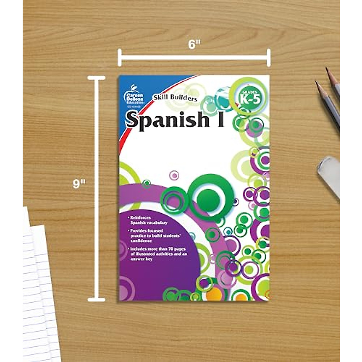 Carson Dellosa Skill Builders Grades K–5 Spanish Workbook for Kids, Spanish Vocabulary Builder for Kids Ages 5-11, Kindergarten―5th Grade Workbook, Learn Spanish Numbers, Alphabet, Vocabulary & More