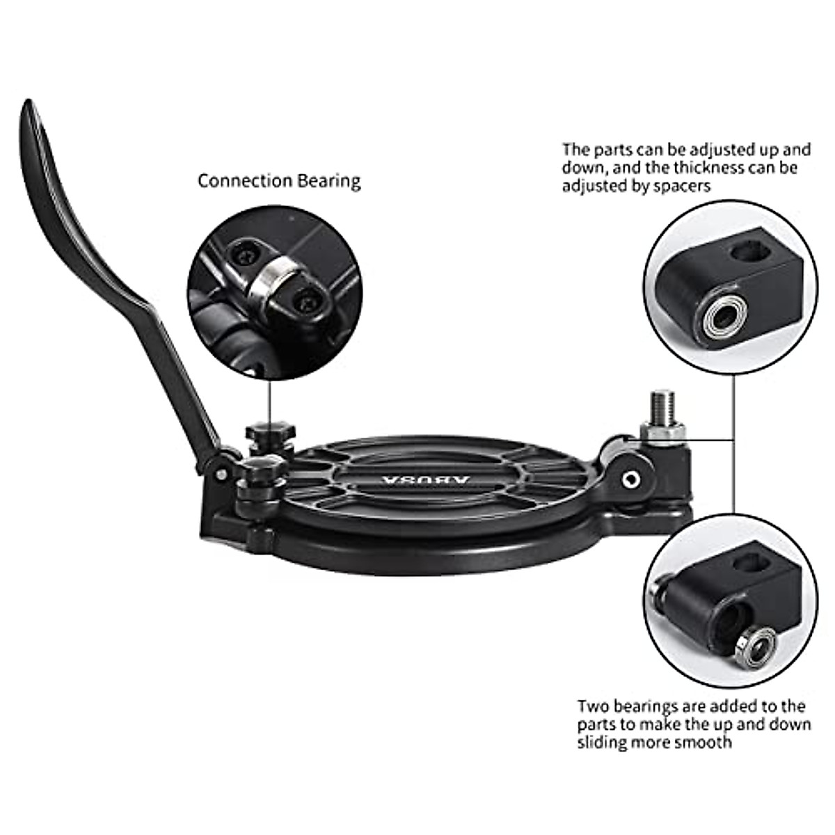 ABUSA Thickness Adjustable Tortilla Press 8 Inch Tortilla Maker Black - Roti, Dough Press, Dosa, Tawa, Tamale, Pizza, Pie, Patty