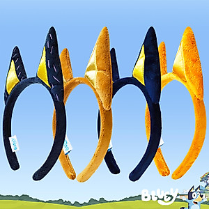 LUV HER Bluey Party Supplies - 4pc Animal Costume Ears Headband, Plush Soft Ears, Elastic Family Headbands for Halloween, Birthday, Play Day
